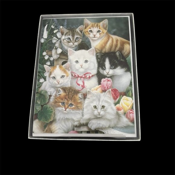 Office | Vintage New In Box 8 Note Cards Blank Cats Kittens Marian ...